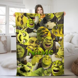 Personalized Shrek Characters Quilt Blanket, Gift for Shrek Film Fans ...