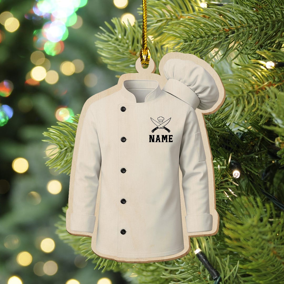 Personalized Name Chef Uniform Christmas Ornament, 2D Acrylic Custom ...
