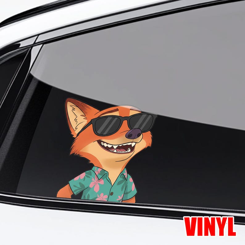 Funny Nick Wilde Zootopia Peeker Sticker, Vinyl Fox Expression Decal ...