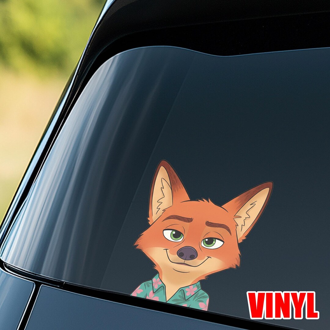 Funny Nick Wilde Zootopia Peeker Sticker, Vinyl Fox Expression Decal ...