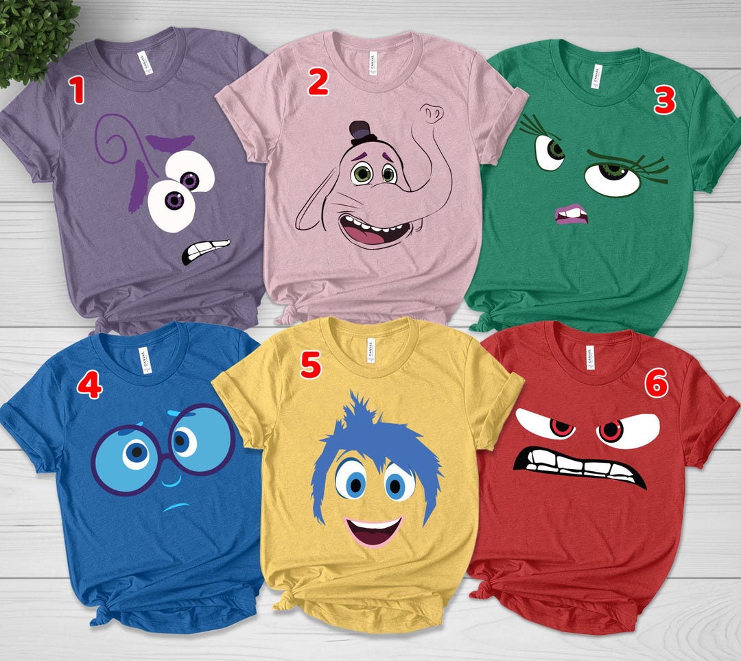 Inside Out Characters Big Face Halloween Cosplay Family Matching Tee ...