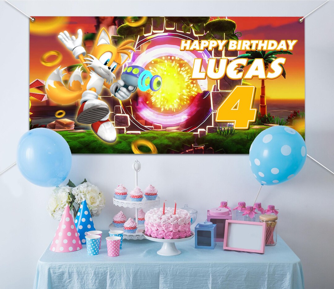 Tails Banner, Tails Sonic Banner, Tails Personalized Banner, Party ...