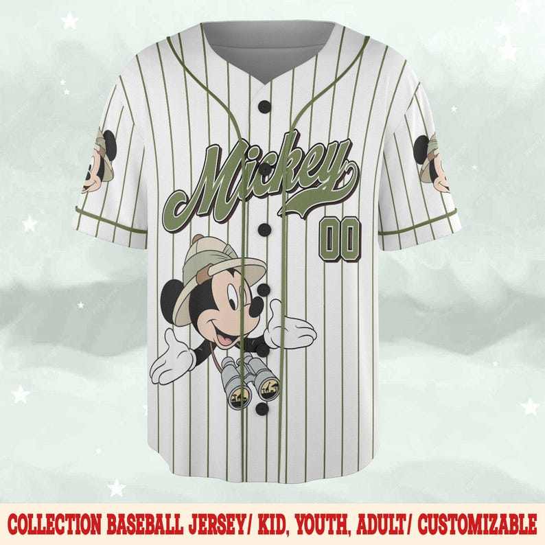 Custom Disney Mickey Mouse Safari Baseball Jersey, Custom Disney Animal ...