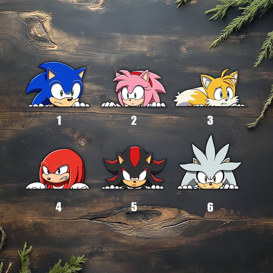 Sonic Shadow Amy Tails Knuckles Silver Peekaboo Peeker Peeking Car ...