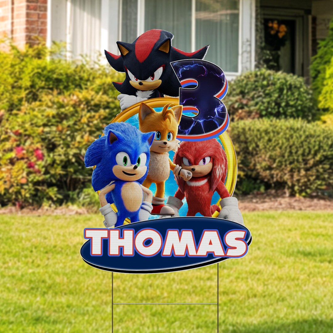 Sonic Shadow Knuckles Yard Sign Cutout, Sonic Party Cutout Decor, Tails ...