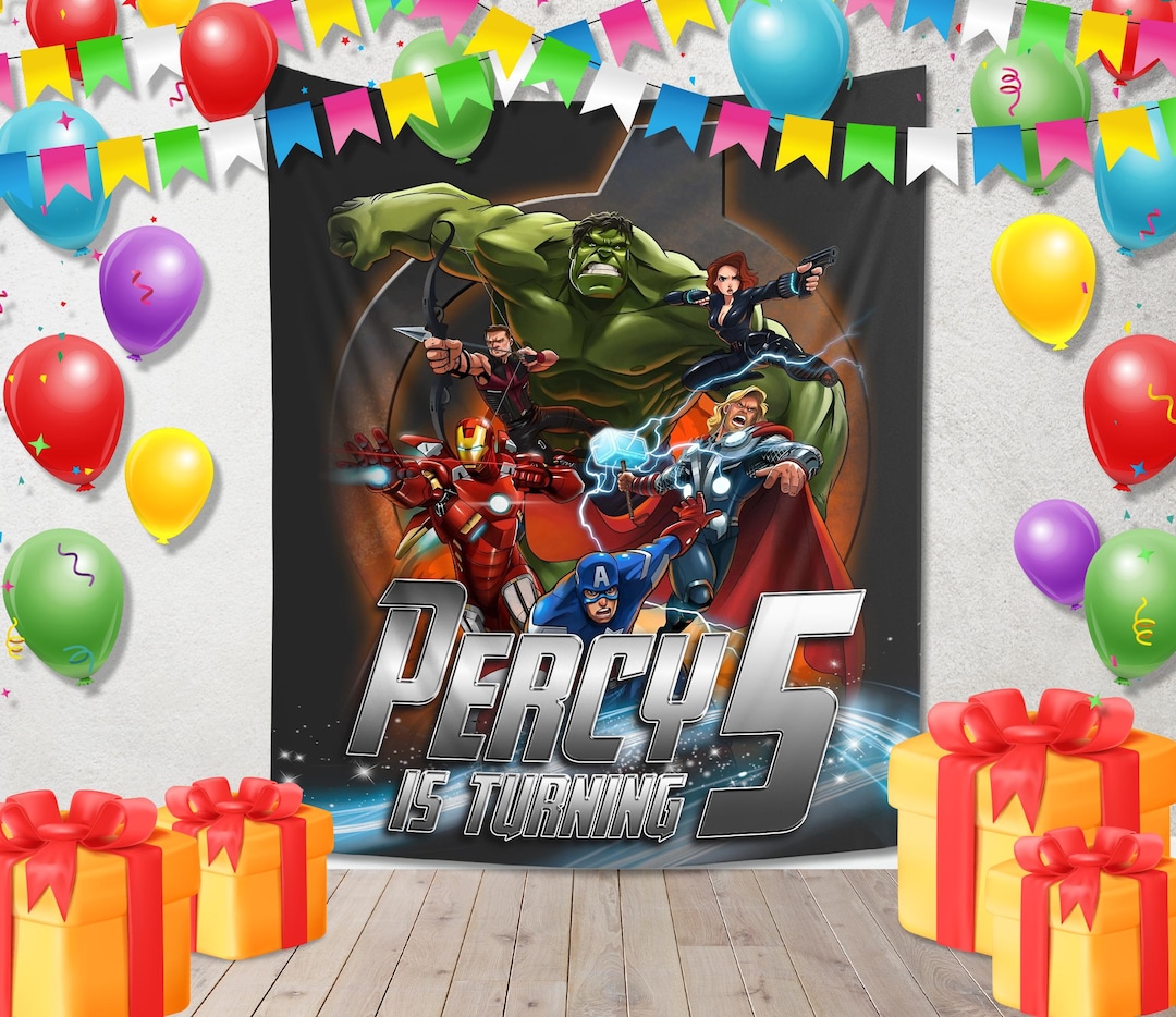 Superhero Comic Book Birthday Banner, Custom Party Backdrop for Kids ...