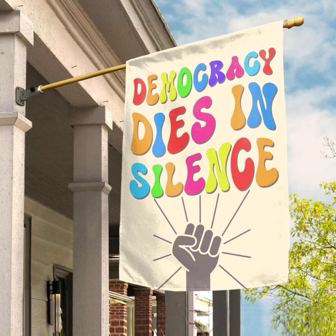 Democracy Dies in Silence Garden Flag, Anti Oligarchy F*ck Trump Yard ...