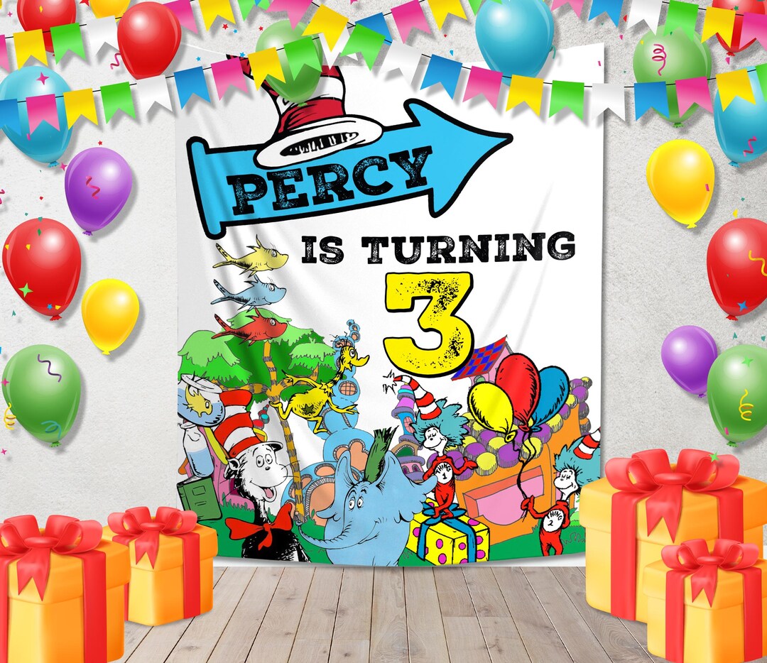 Thing 1, Thing 2 Birthday Banner, Party Decor, Custom Cartoon Birthday ...