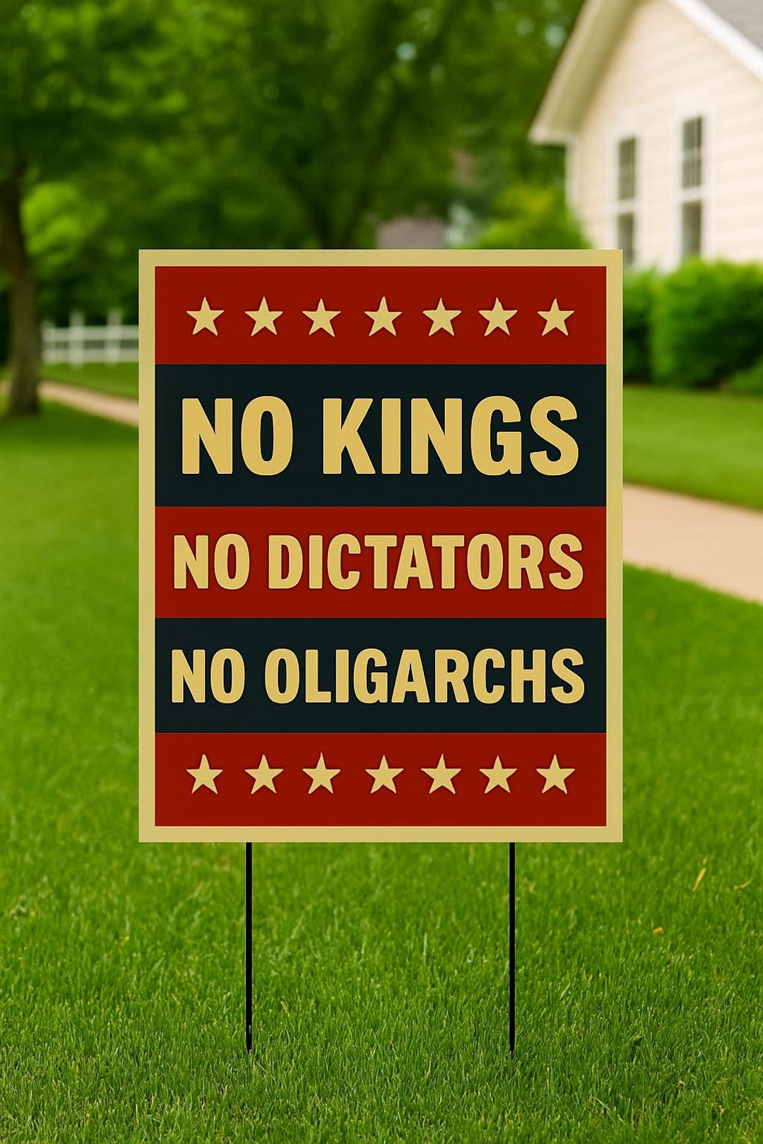 No Kings No Dictators Yard Sign,anti-authoritarian Protest Sign ...