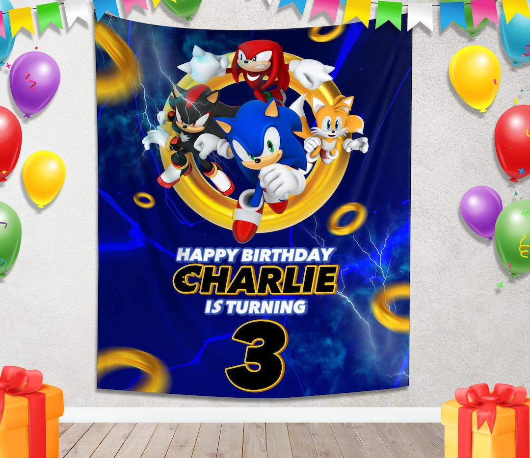 Sonic Birthday Party Backdrop Sonic Birthday Banner Custom Sonic ...
