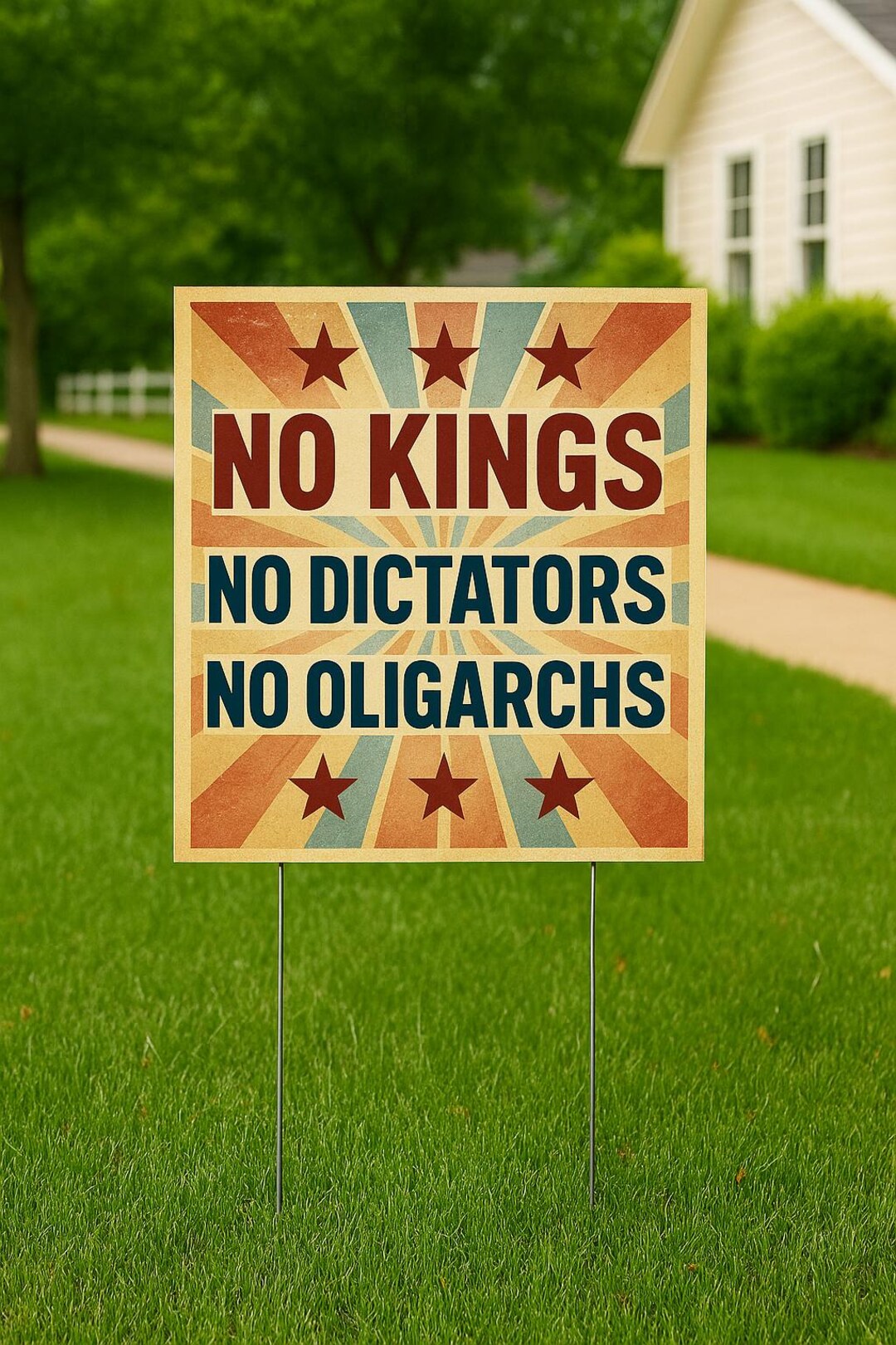 No Kings No Dictators Yard Sign,anti-authoritarian Protest Sign ...