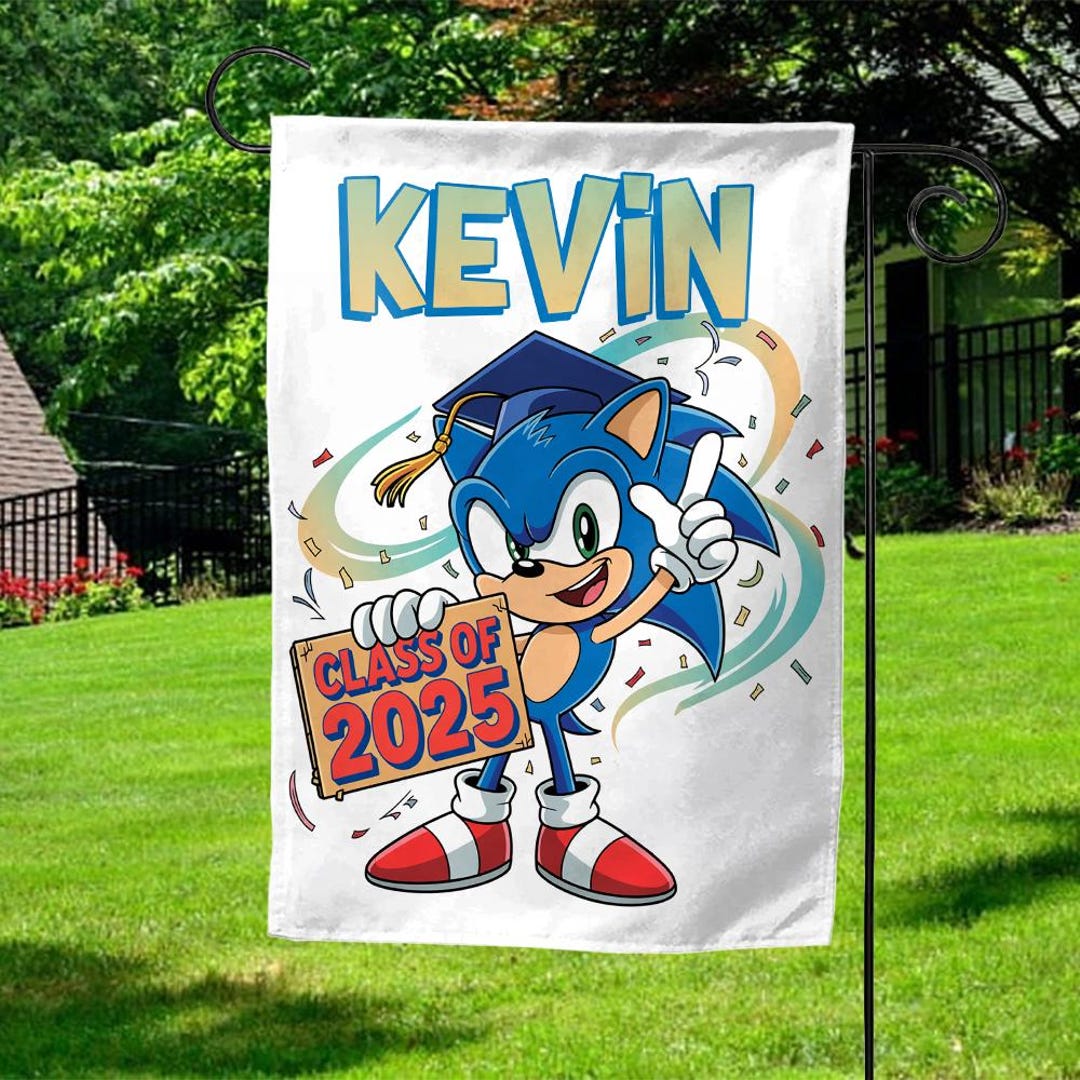 Sonic the Hedgehog Graduation Flag, Senior 2025 Flag, From the Tassel ...