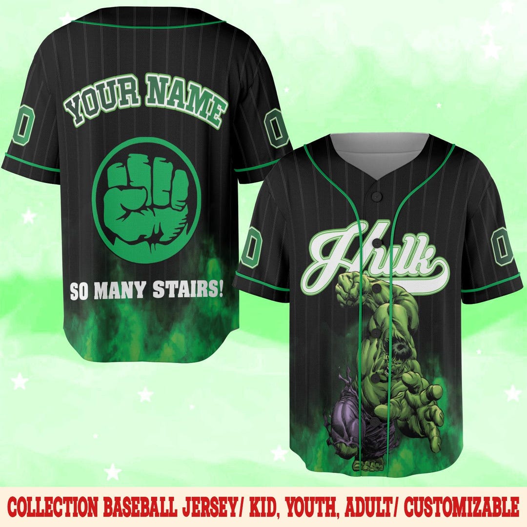 Custom Marvel Hulk Collection Baseball Jersey, Hulk Superhero Kid ...
