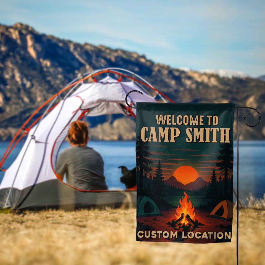 Personalized Camping Flag, Custom Family Garden Flag, Vacation Yard ...