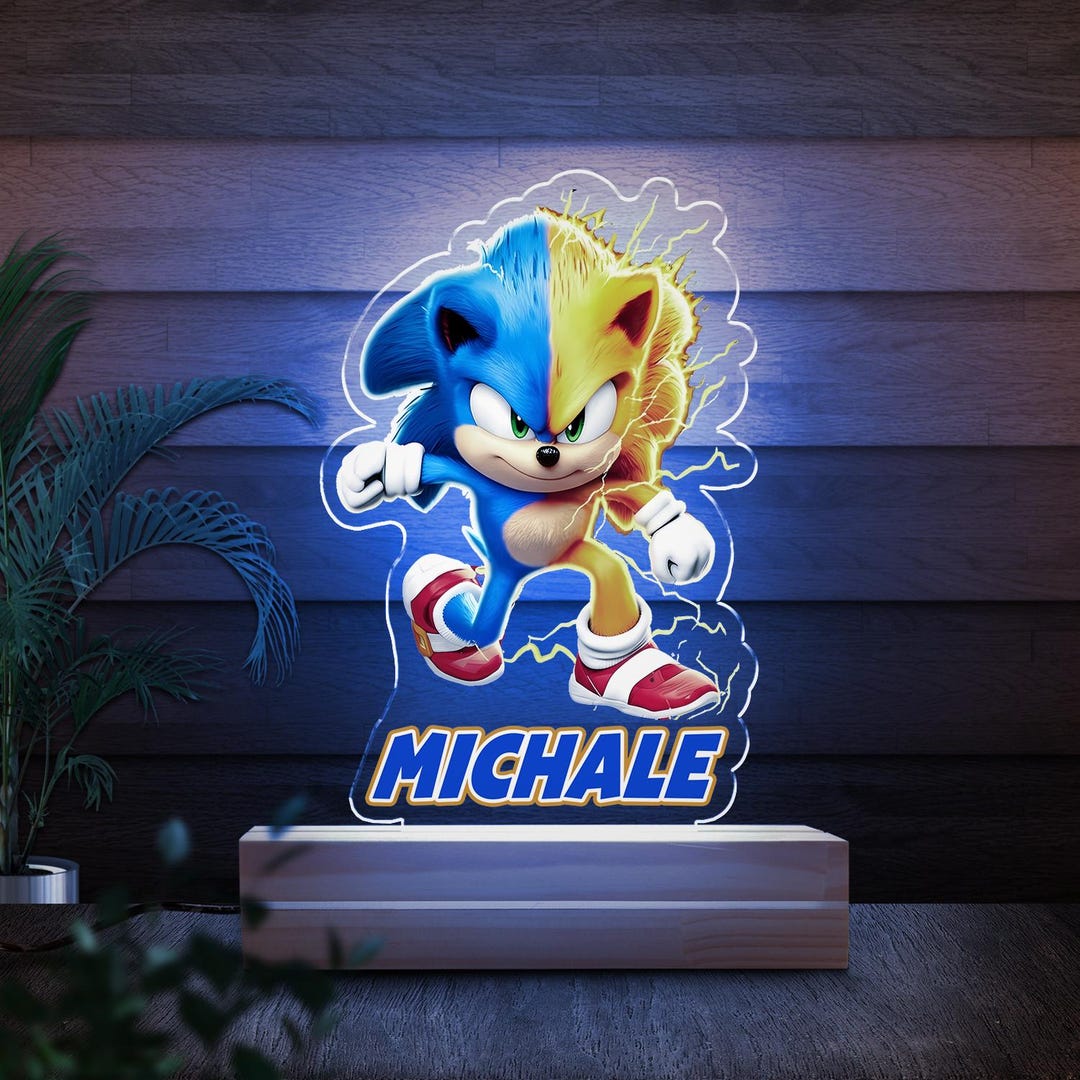 Personalized Sonic Hedgehog LED Night Light, LED Lamp, Personalized ...