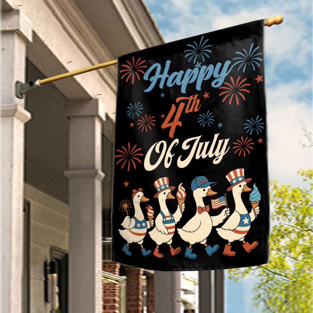 Happy 4th of July Ducks Flag, Independence Day Flag, American Goose ...