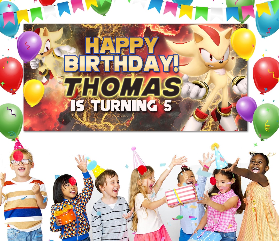 Sonic Birthday Party Backdrop, Shadow Hedgehog Birthday Banner, Custom ...