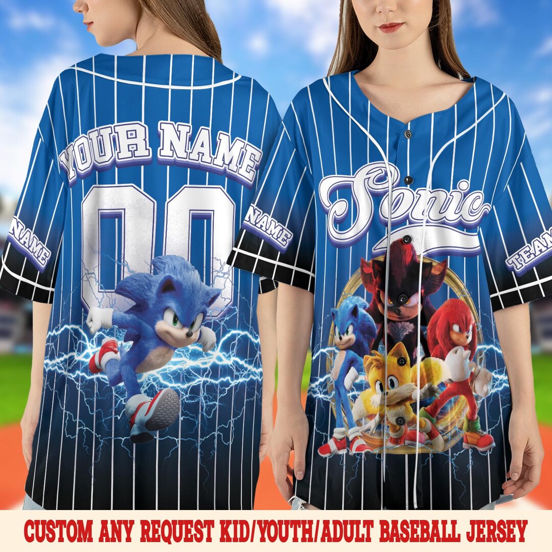 Personalized Sonic Baseball Jersey, Sonic Team Jersey, Sonic Birthday ...