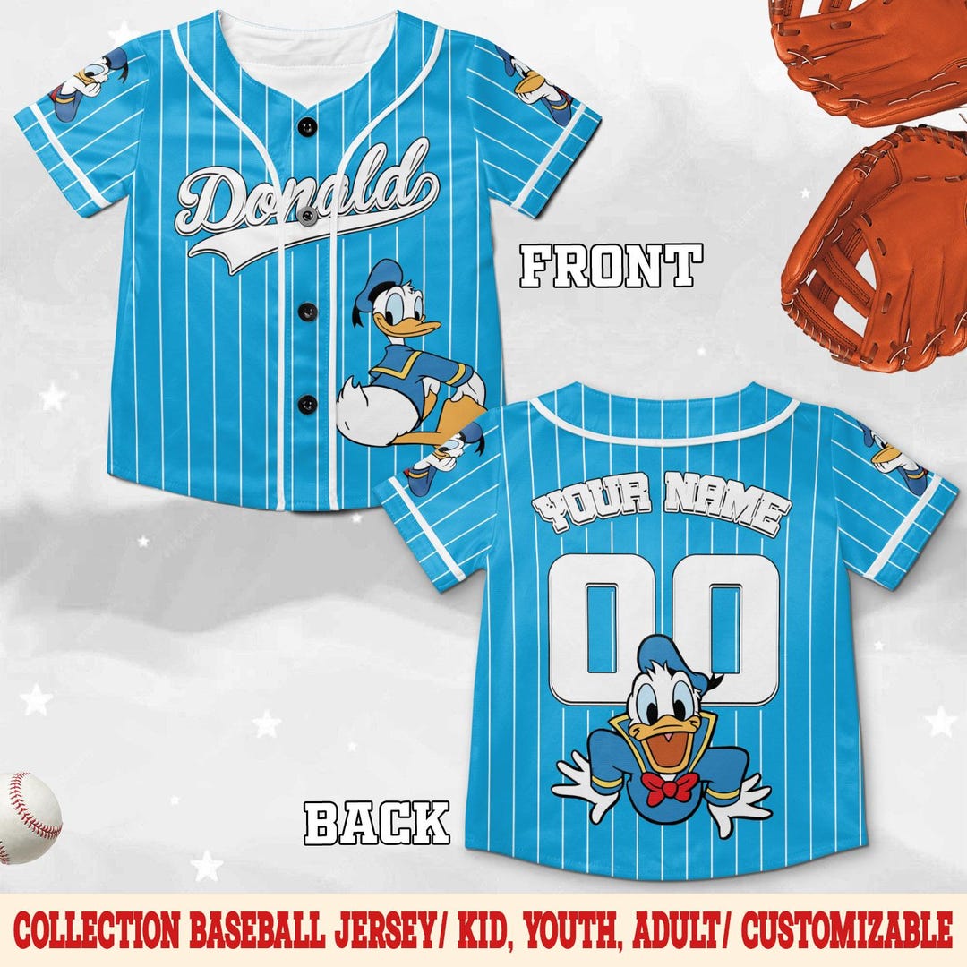 Custom Disney Donald Duck Baseball Jersey, Disney Donald Duck Jersey ...