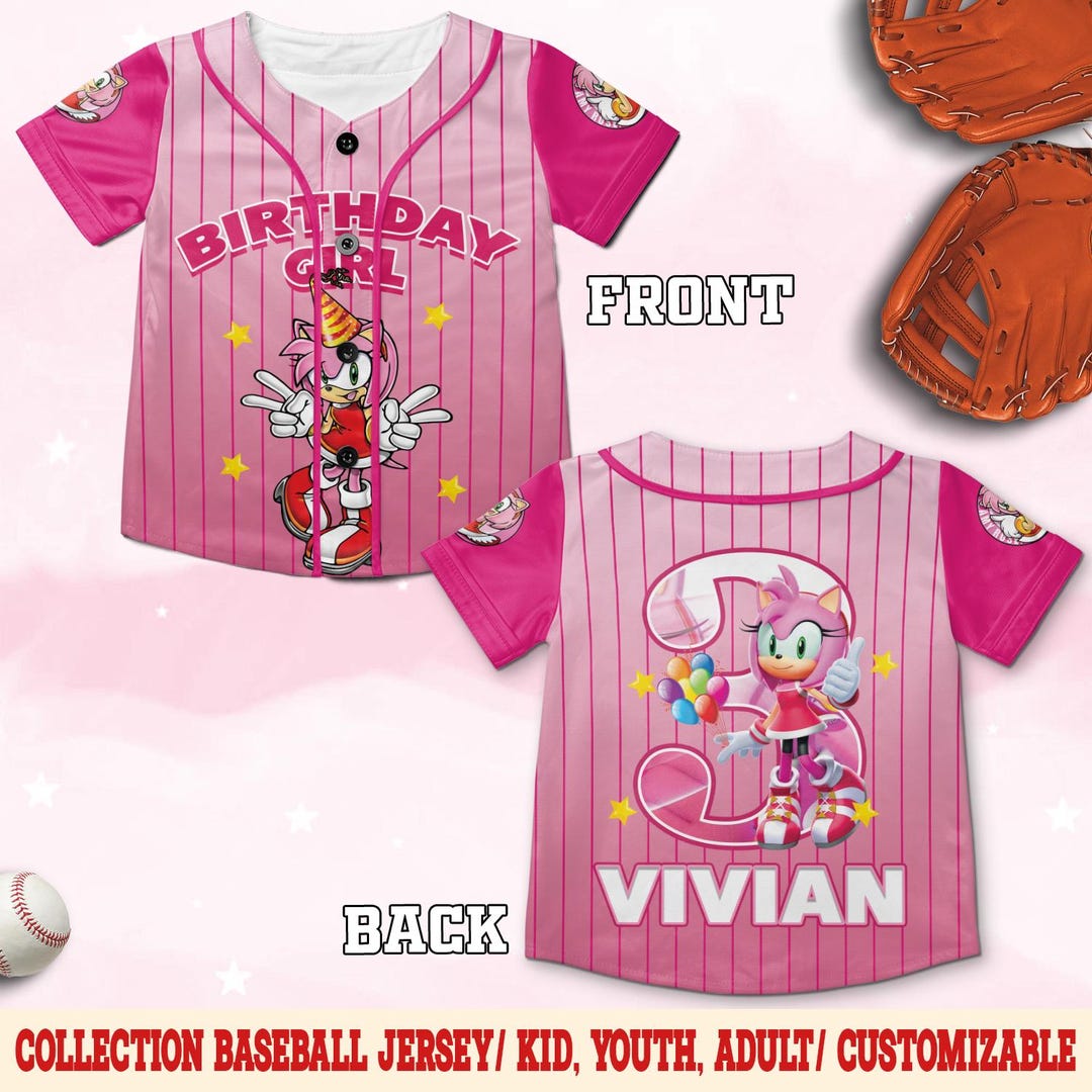 Custom Sonic Amy Rose Baseball Jersey, Personalized Sonic Amy Rose ...