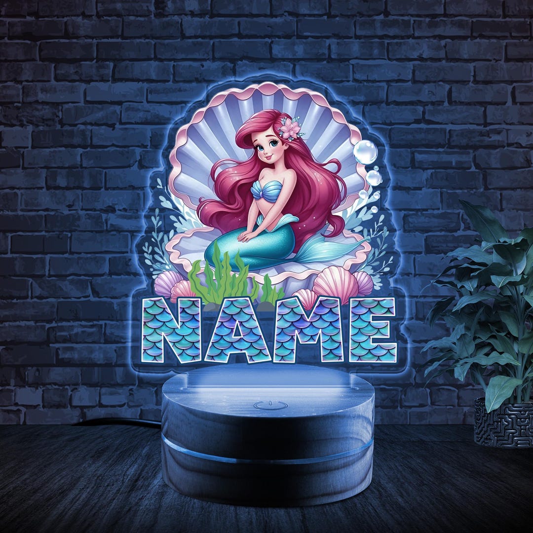 Custom Disney Princess Ariel the Little Mermaid Night Light, Name ...