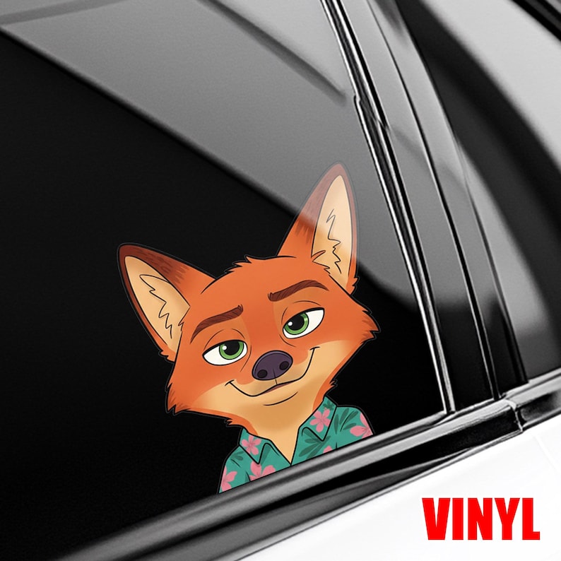 Funny Nick Wilde Zootopia Peeker Sticker, Vinyl Fox Expression Decal ...