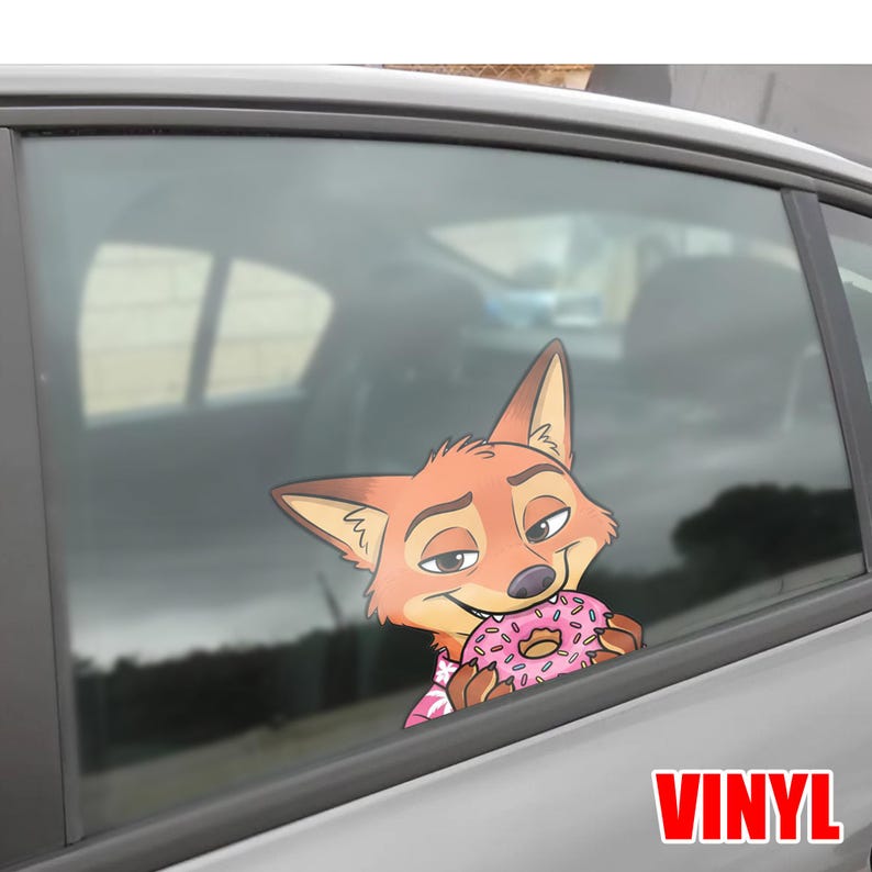 Funny Nick Wilde Zootopia Peeker Sticker, Vinyl Fox Expression Decal ...