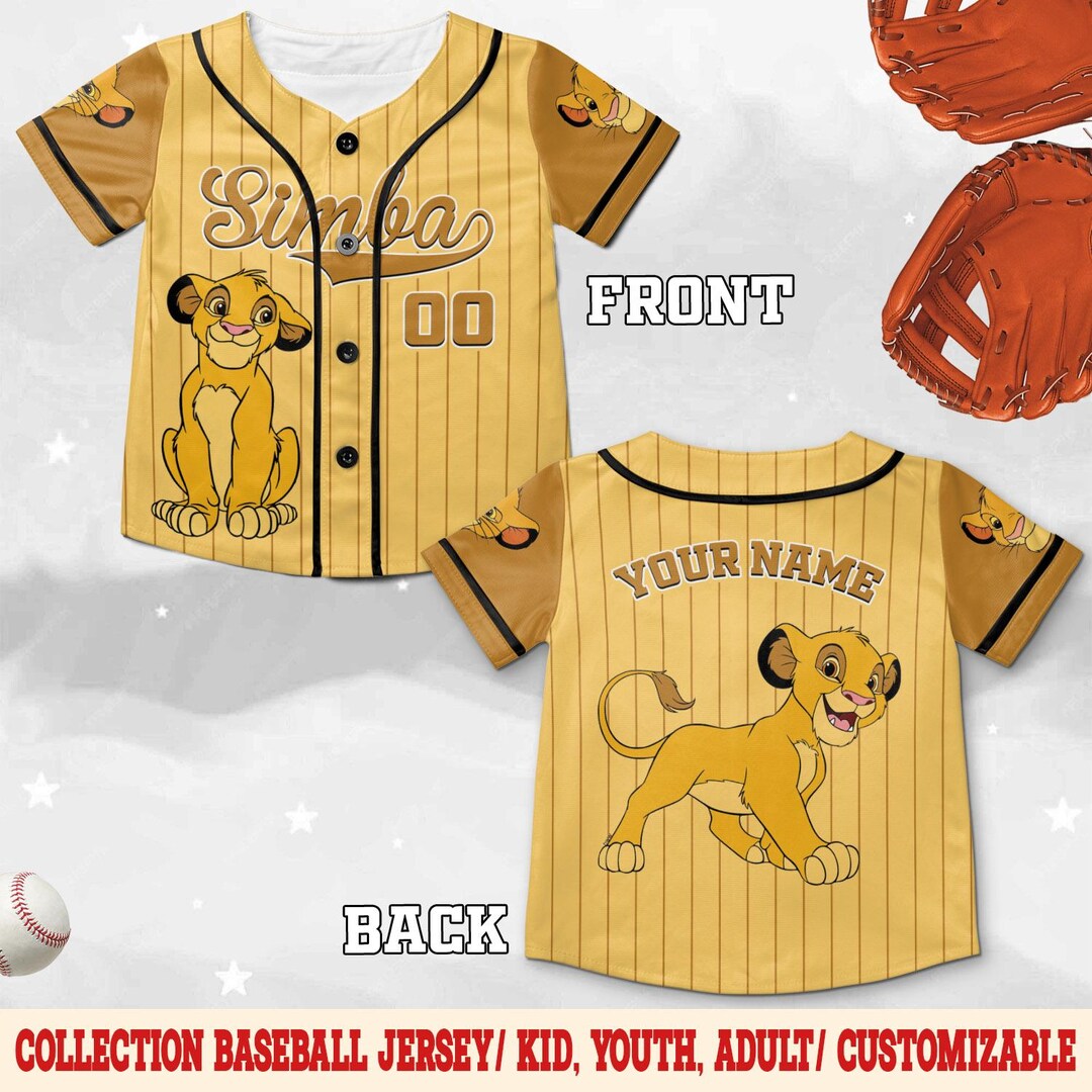 Personalize Disney the Lion King Simba Jersey, Disneyland Baseball Team ...