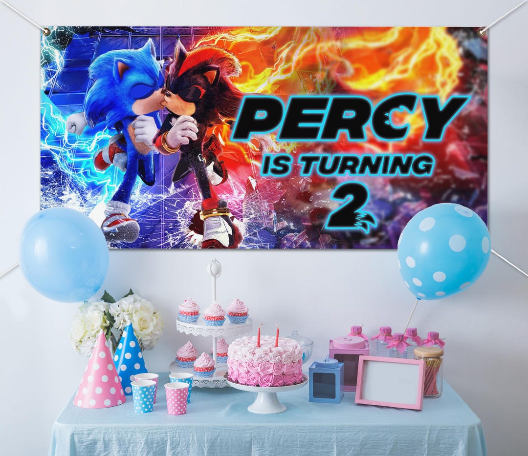 Sonic Birthday Party Backdrop/sonic Hedgehog Birthday Banner/custom ...