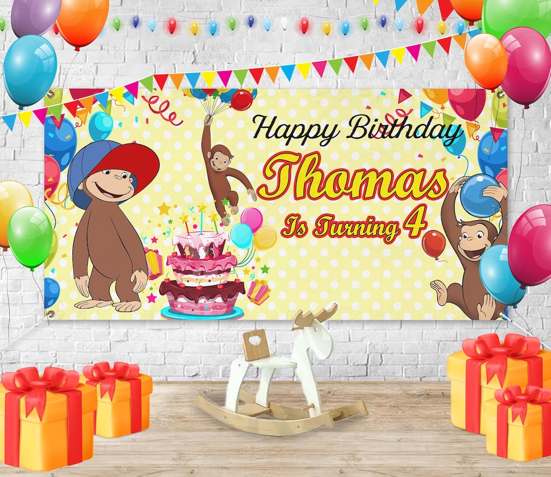 Personalized Curious George Birthday Backdrop,curious George Birthday ...