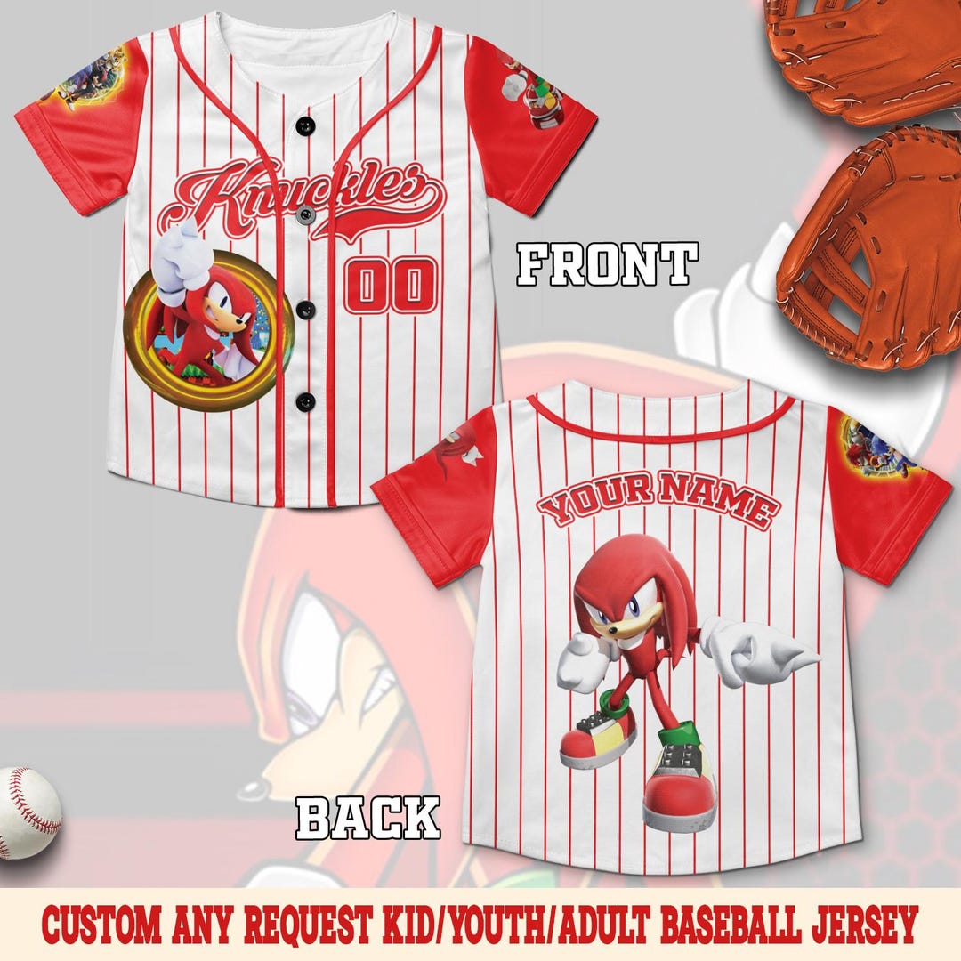 Personalized the Hedgehog Knuckles Baseball Jersey, Knuckles Baseball ...