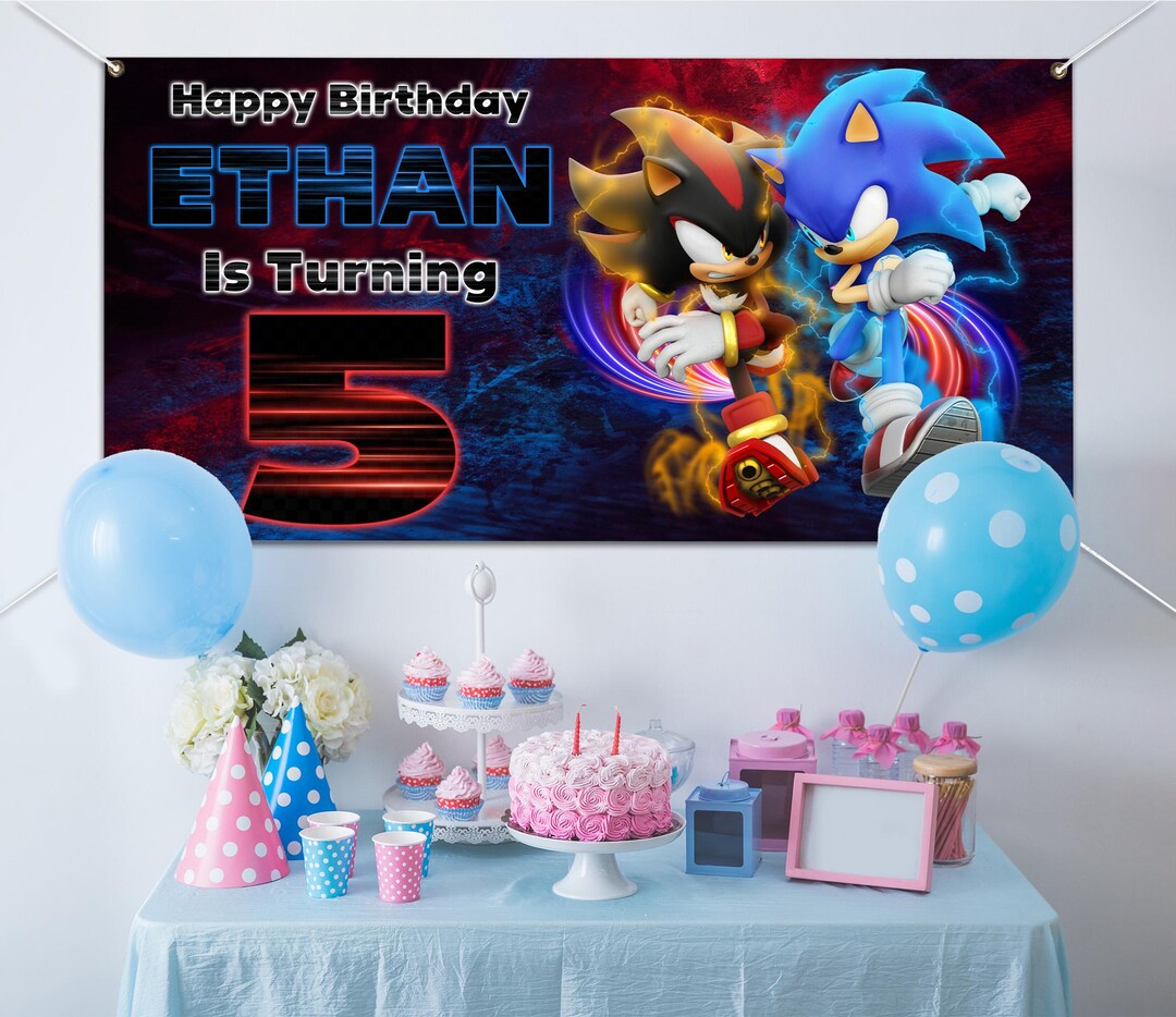 Sonic Birthday Party Backdrop Sonic Birthday Banner Custom Sonic ...