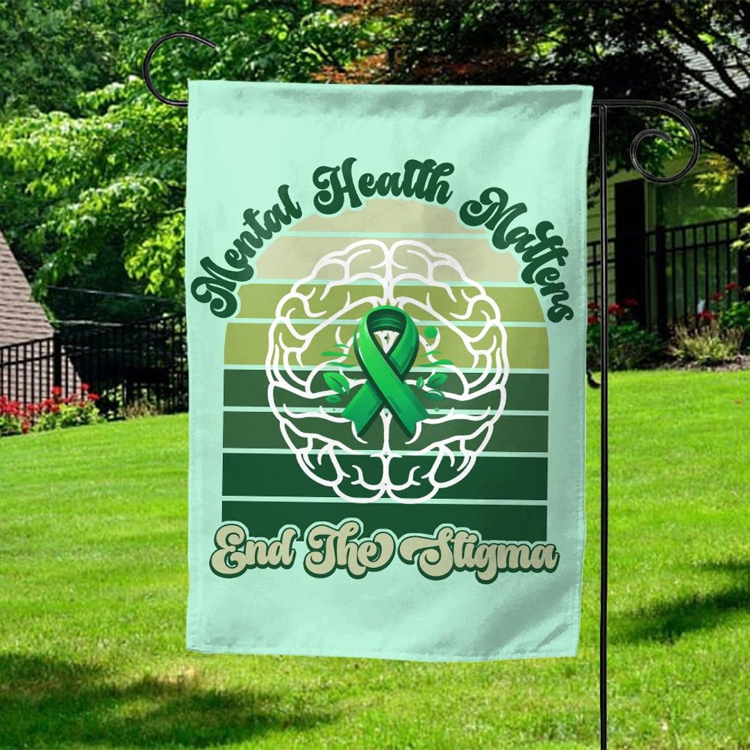 Mental Health Awareness Month Flag, Mental Health Green Ribbon Flag ...