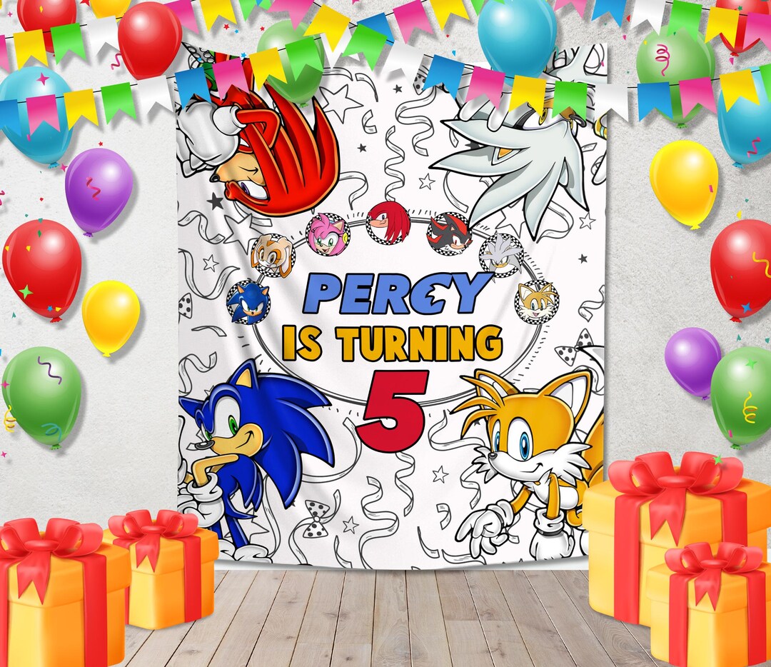 Sonic Birthday Party Backdrop/sonic Hedgehog 3 Birthday Banner/custom ...