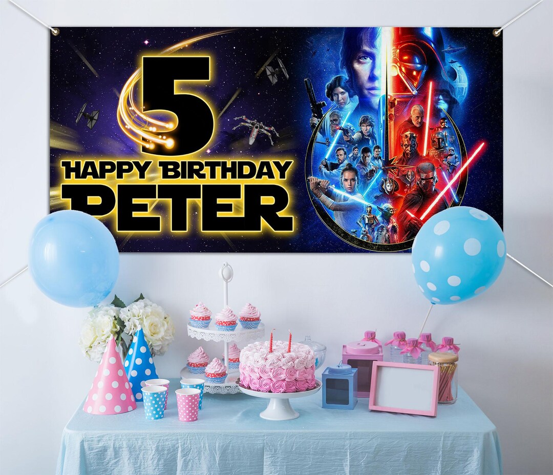 Personalized Star Wars Party Backdrop | Custom Jedi Birthday Banner ...