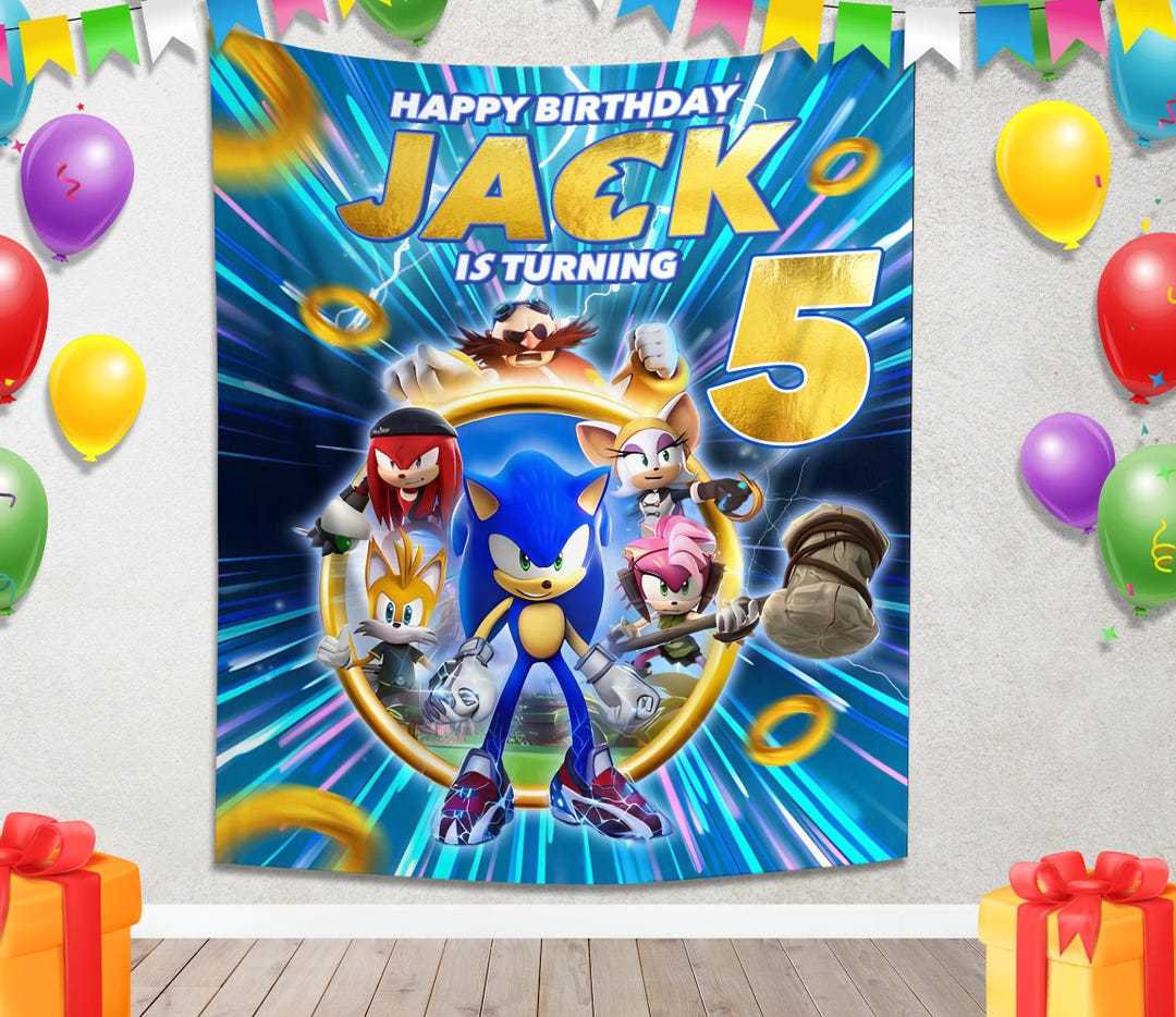Sonic Birthday Party Backdrop/sonic Hedgehog Birthday Banner/custom ...