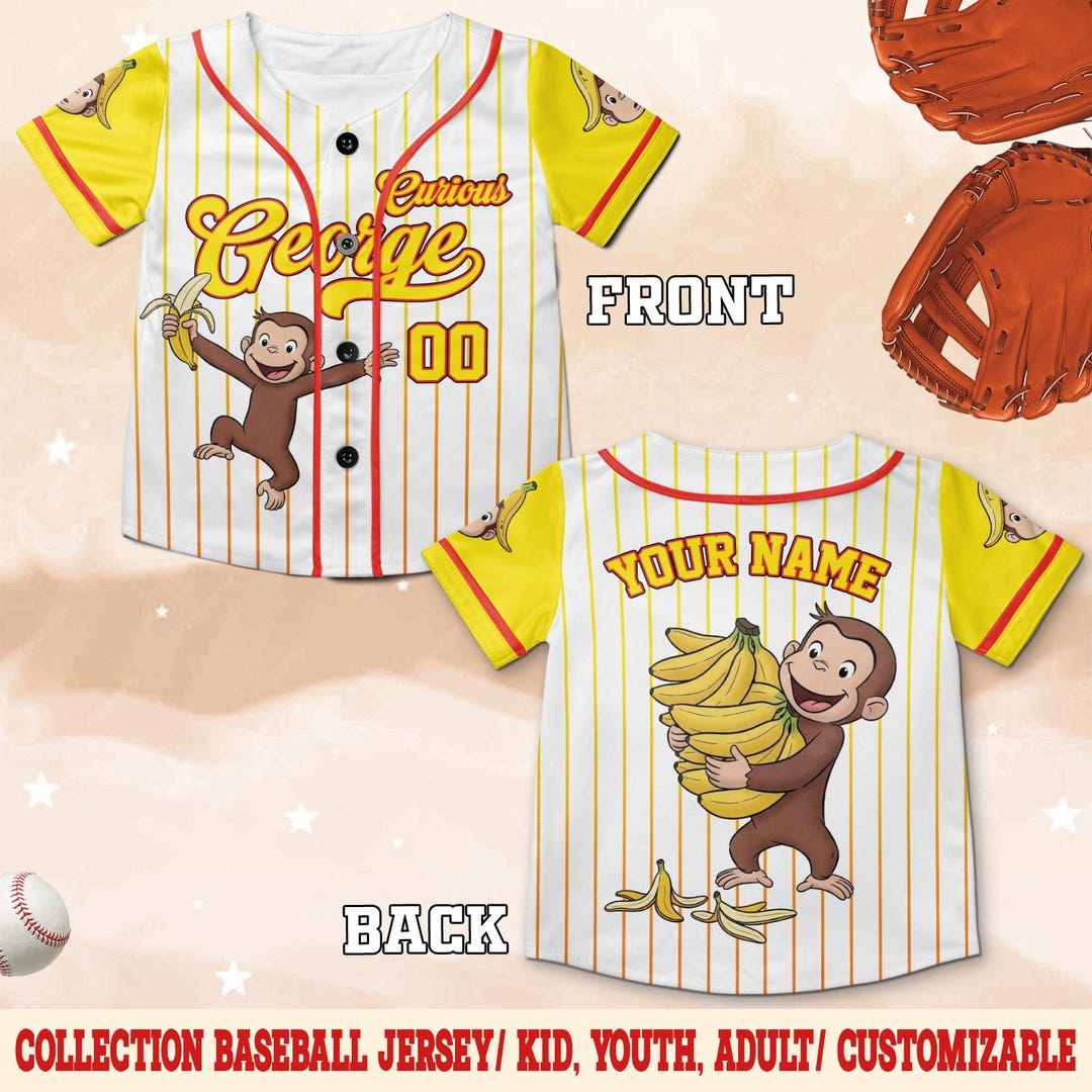 Curious George Birthday Baseball Jersey/curious George Baseball Shirt ...