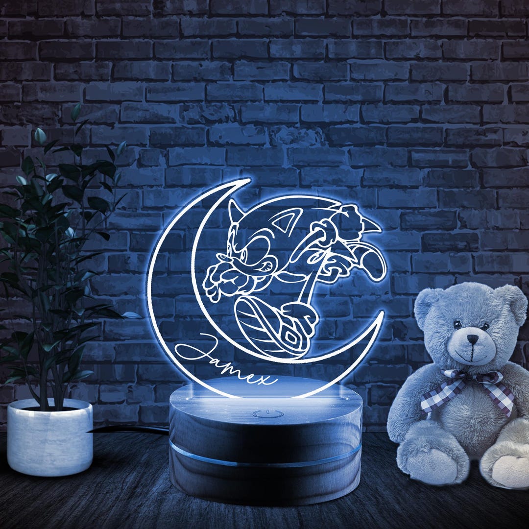 Sonic Shadow Hedgehog Personalized Night Light, LED Lamp, Birthday Gift ...
