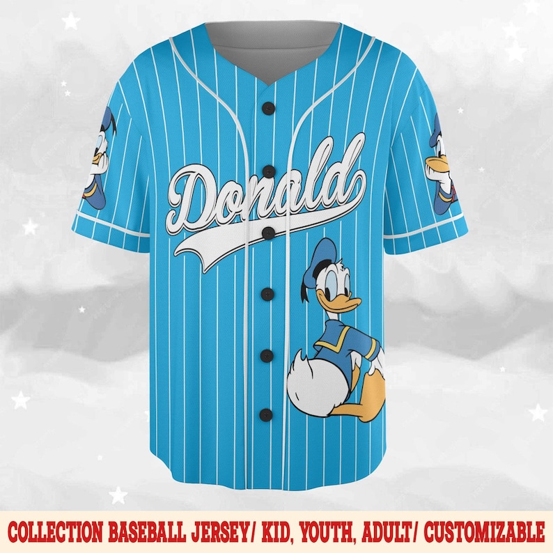 Custom Disney Donald Duck Baseball Jersey, Disney Donald Duck Jersey ...