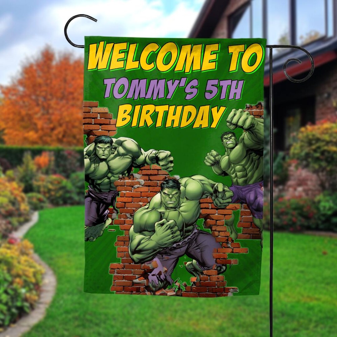 Hulk Birthday Flag, Hulk Flag, the Hulk Birthday Party, Hulk Party ...