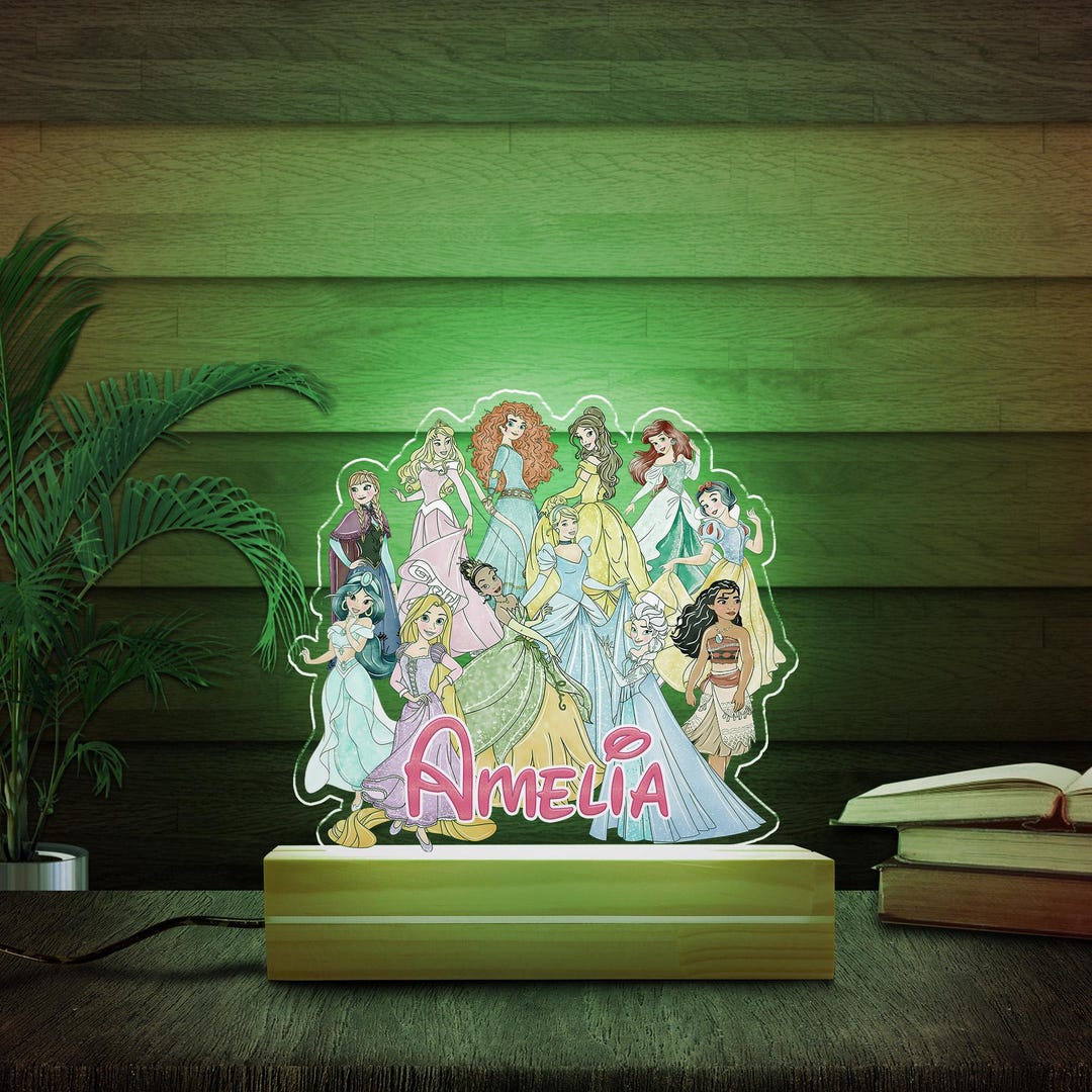 Personalized Disney Princess Castle Night Light, Custom Name Princess ...