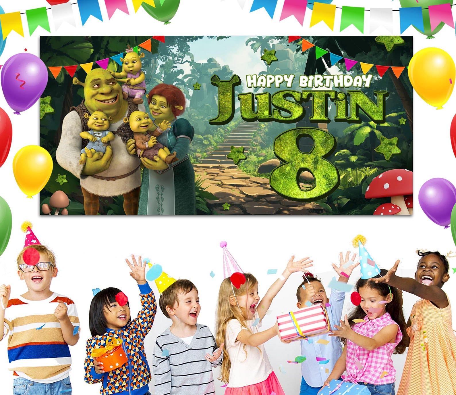 Shrek Birthday Party, Shrek Party Banner, Shrek Birthday Backdrop ...