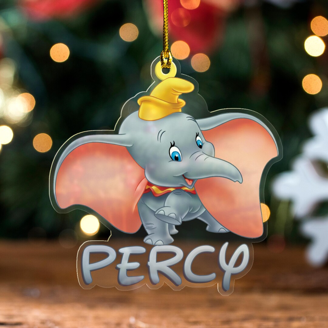 Personalized Dumbo Christmas Ornament, Cute Elephant Christmas Ornament ...