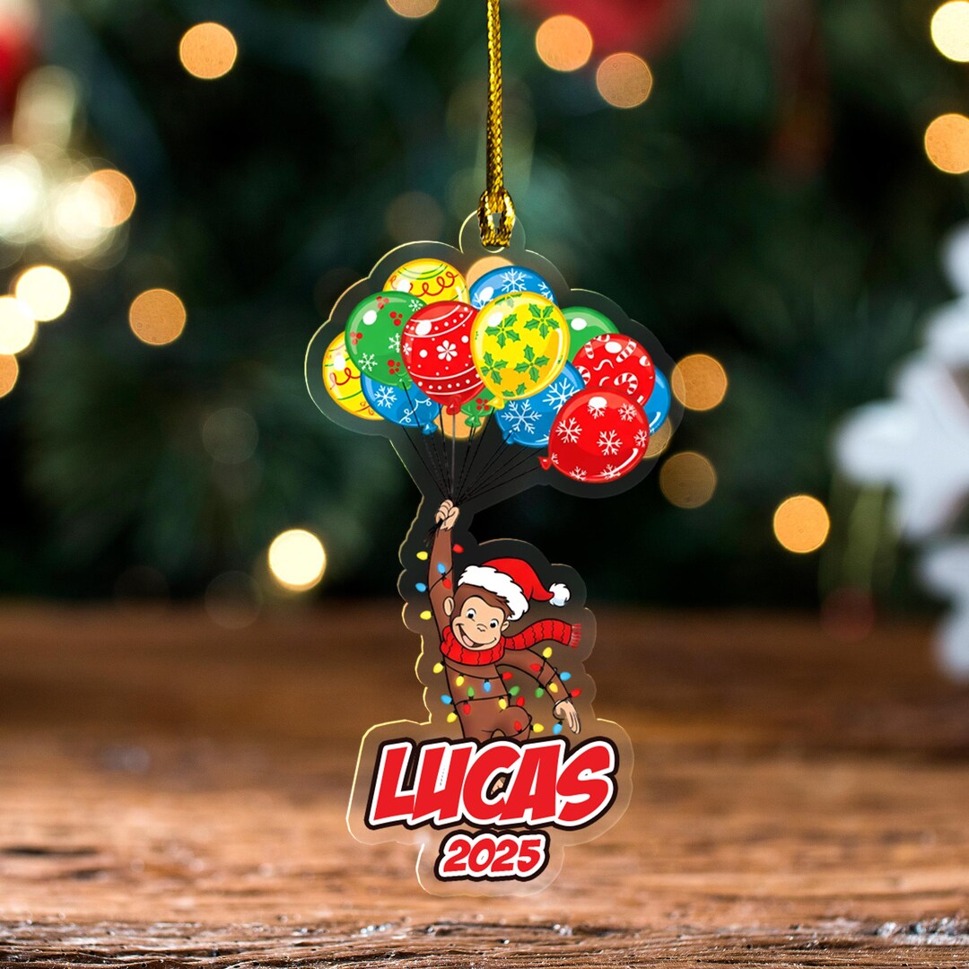 Custom Curious George Ornament, Customized Curious George, Christmas ...
