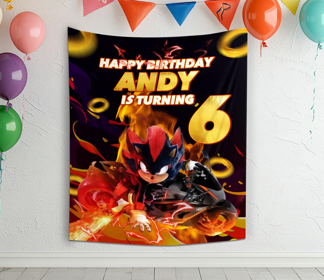 Shadow the Hedgehog Birthday Banner, Personalized Sonic Shadow Backdrop ...