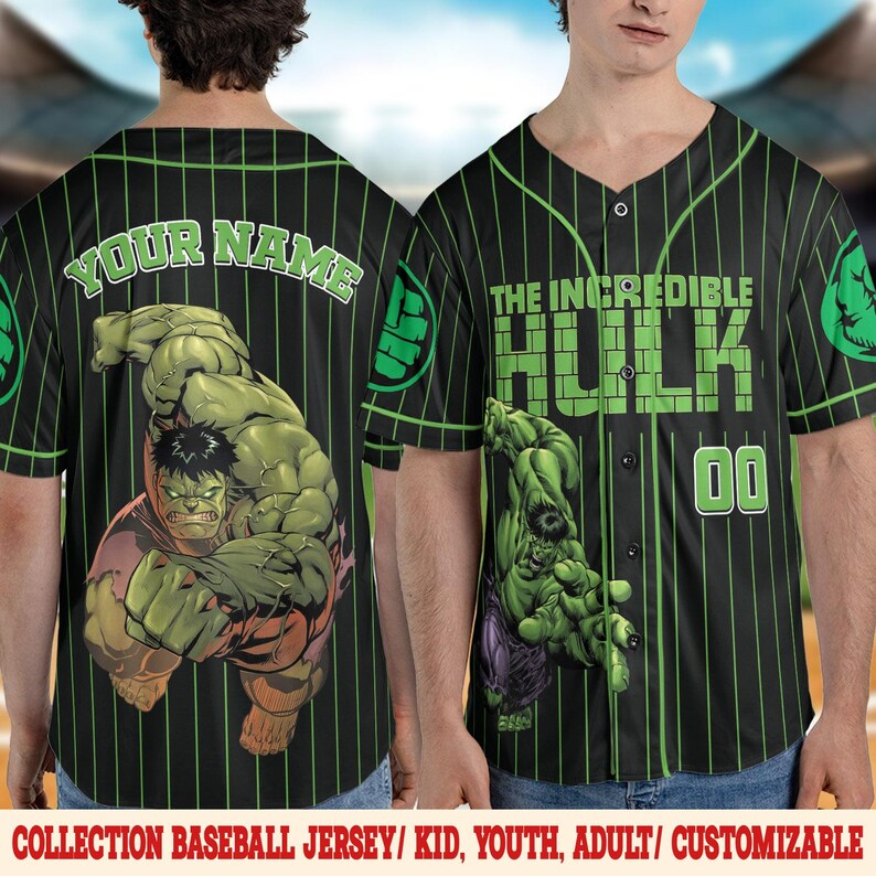 Personalized the Hulk Baseball Jersey, Custom Disney the Hulk Baseball ...