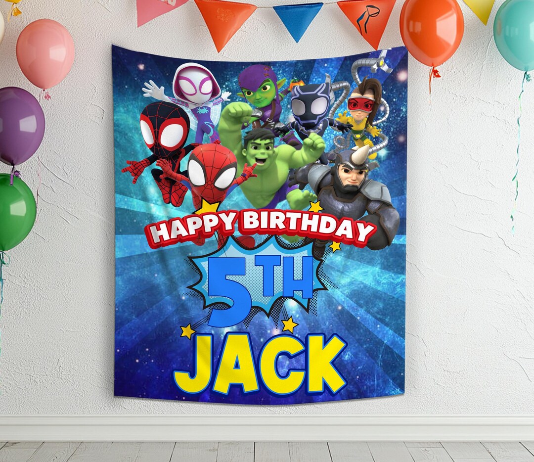 Spidey and His Amazing Friends Birthday Banner, Spiderman Backdrop ...