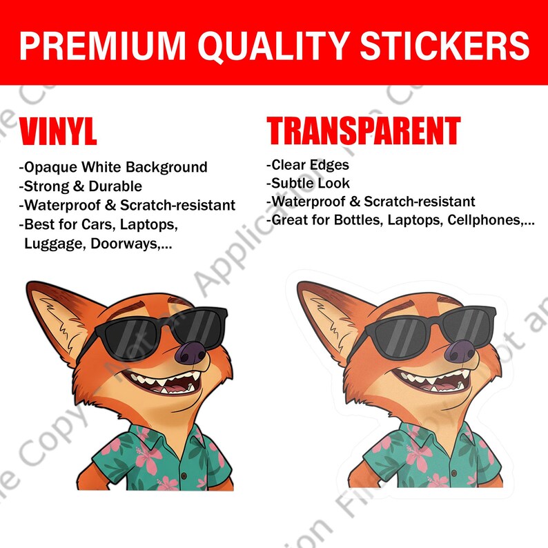 Funny Nick Wilde Zootopia Peeker Sticker, Vinyl Fox Expression Decal ...