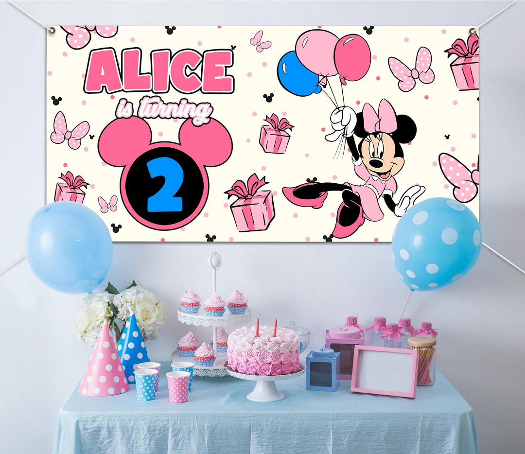 Minnie Mouse Backdrop, Minnie Mouse Banner, Minnie Mouse Printable ...