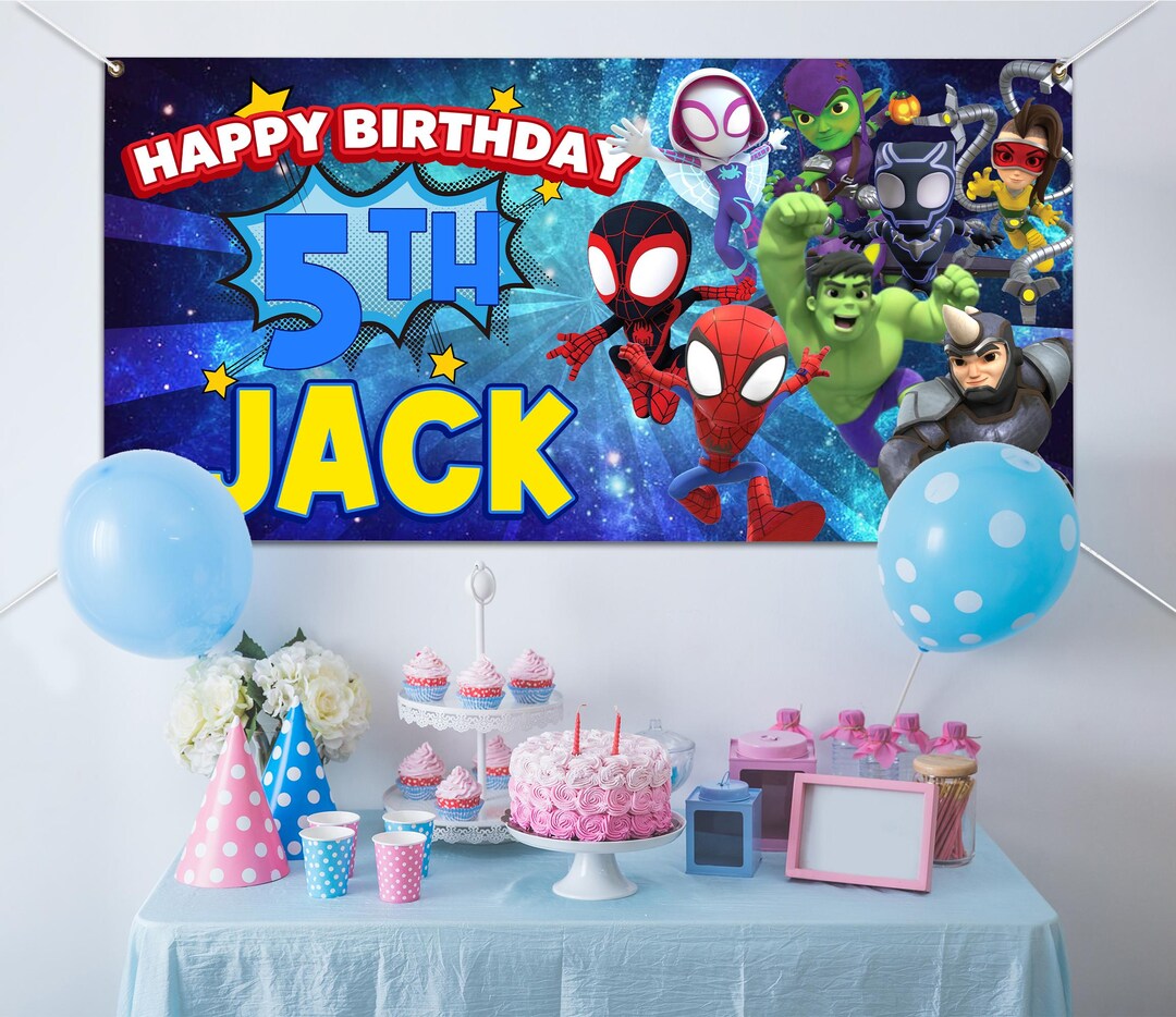 Spidey and His Amazing Friends Birthday Banner, Spiderman Backdrop ...
